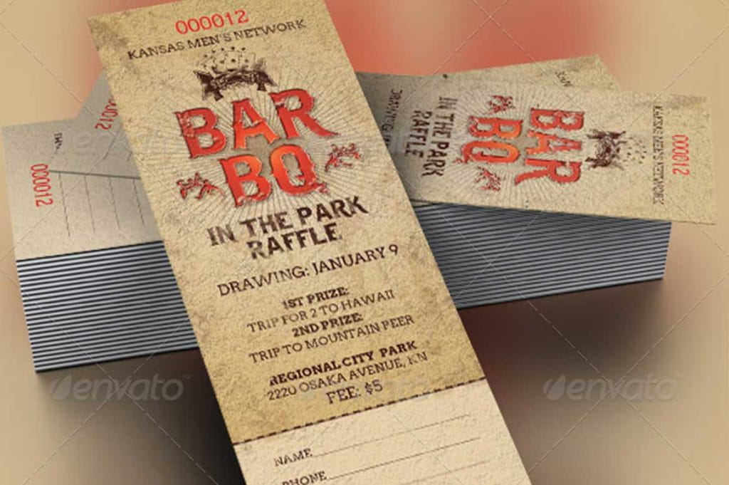 BarBeQue Raffle Ticket Template - Church Picnic, Family Reunion | Inspiks