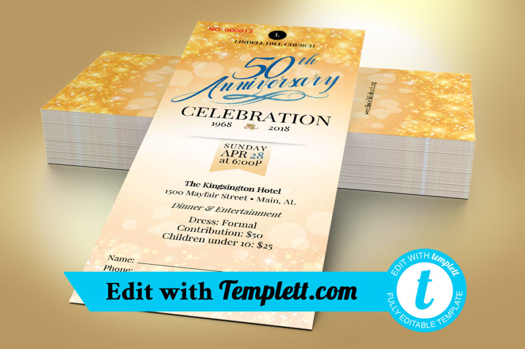 Church Golden Anniversary Ticket Template » Inspiks Market
