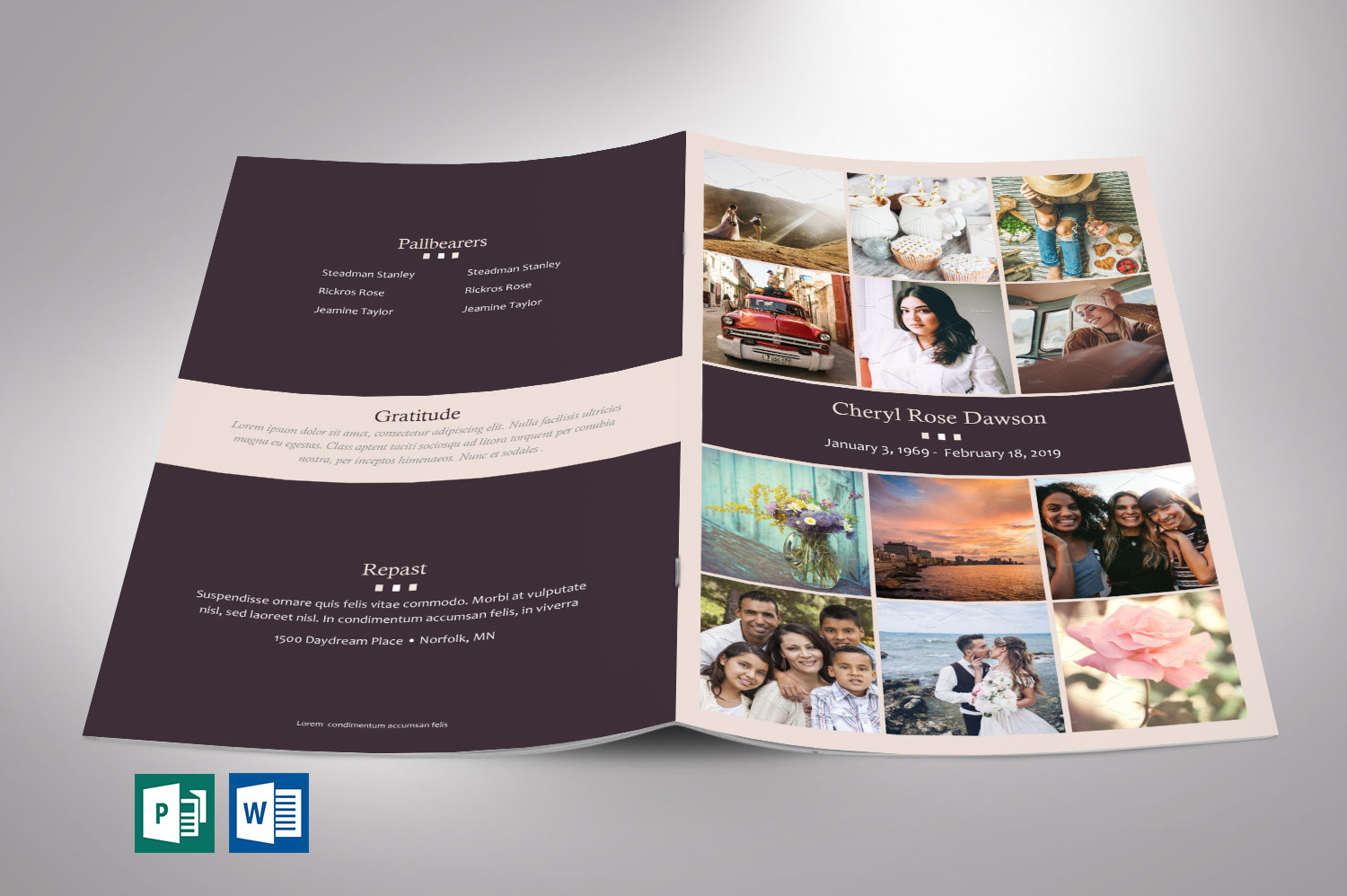 Memories Funeral Program Word Publisher Template - 4 Pages | Inspiks