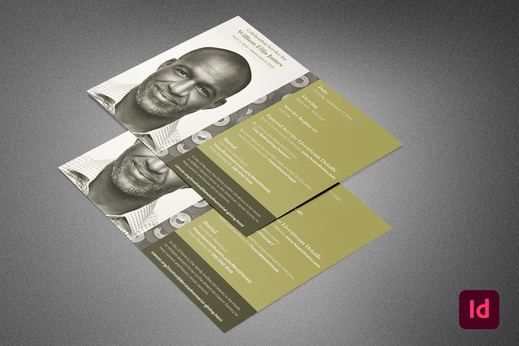 Green Vinyl Funeral Info Sheet (InDesign) » Inspiks Market