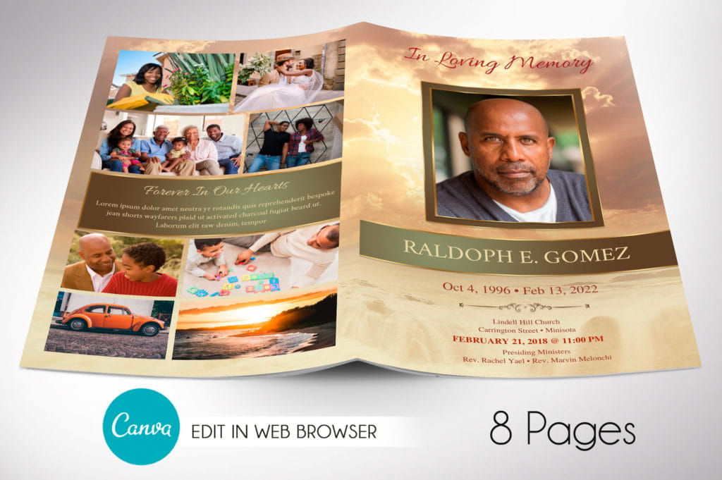 Forever Funeral Program Gold Canva » Inspiks Market