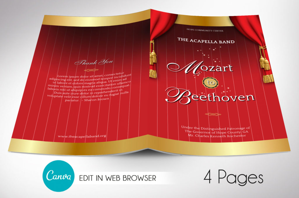 Musical Event Program Canva Template » Inspiks Market