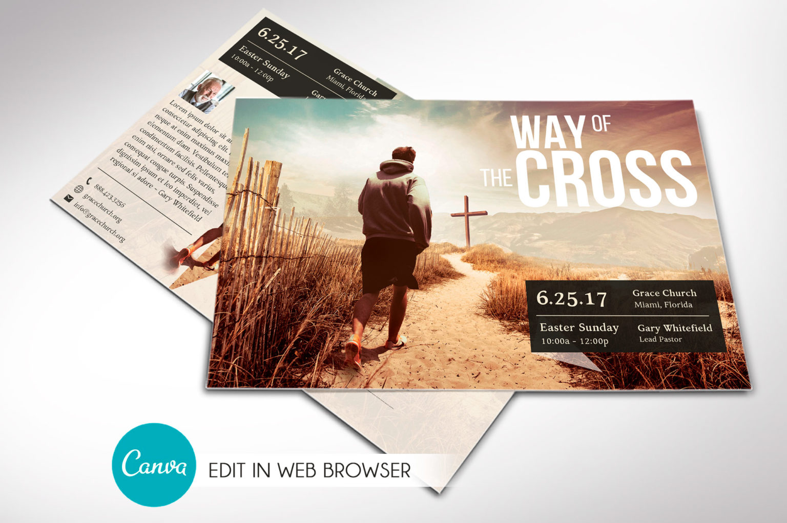 Cross Way Easter Postcard Template, Canva » Inspiks Market
