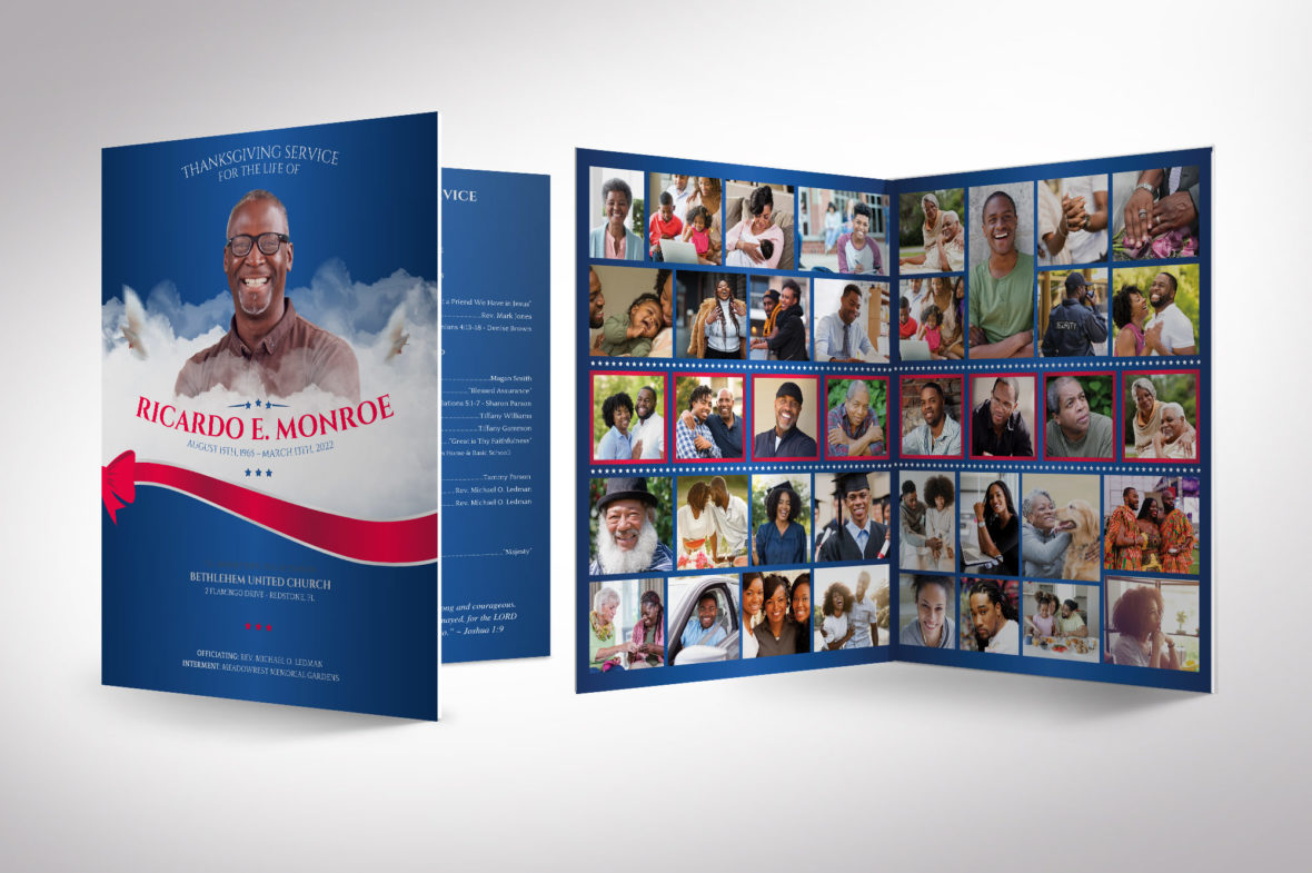 Military Ribbon Tabloid Funeral Program Template » Inspiks Market